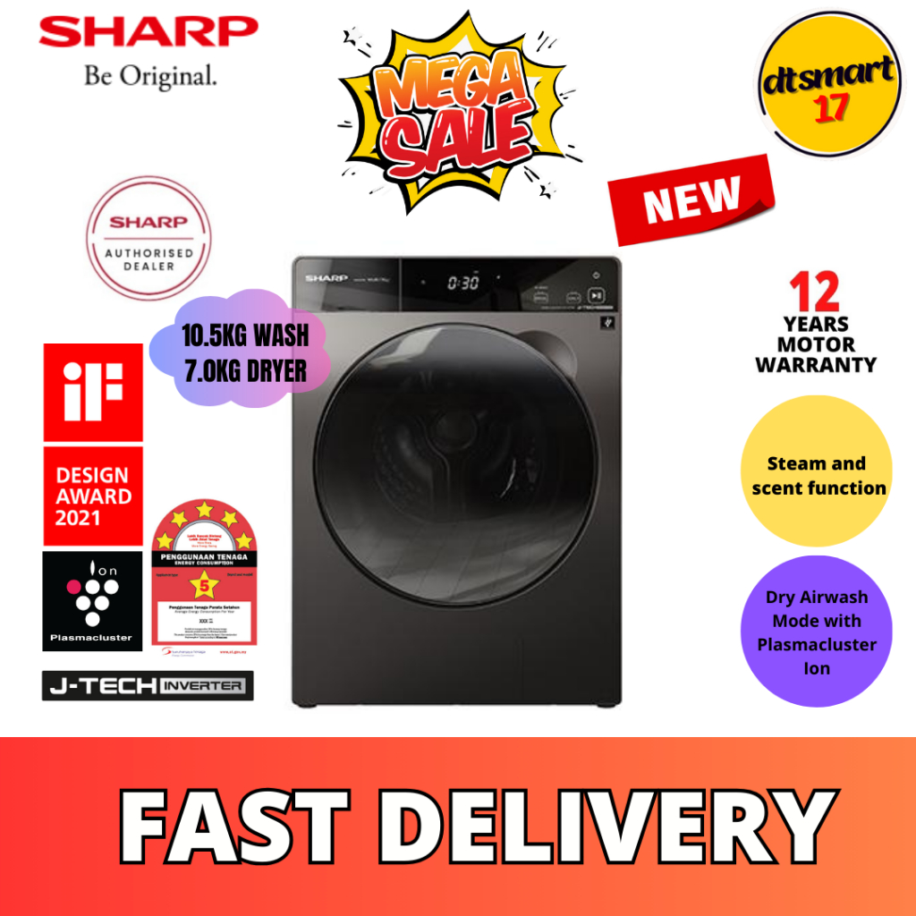 𝐋𝐎𝐑𝐑𝐘 𝐒𝐄𝐍𝐃𝐈𝐑𝐈 𝗞𝗟,𝗦𝗘𝗟𝗔𝗡𝗚𝗢𝗥 Sharp Front Load Washing Machine 10.5kg/7kg ...