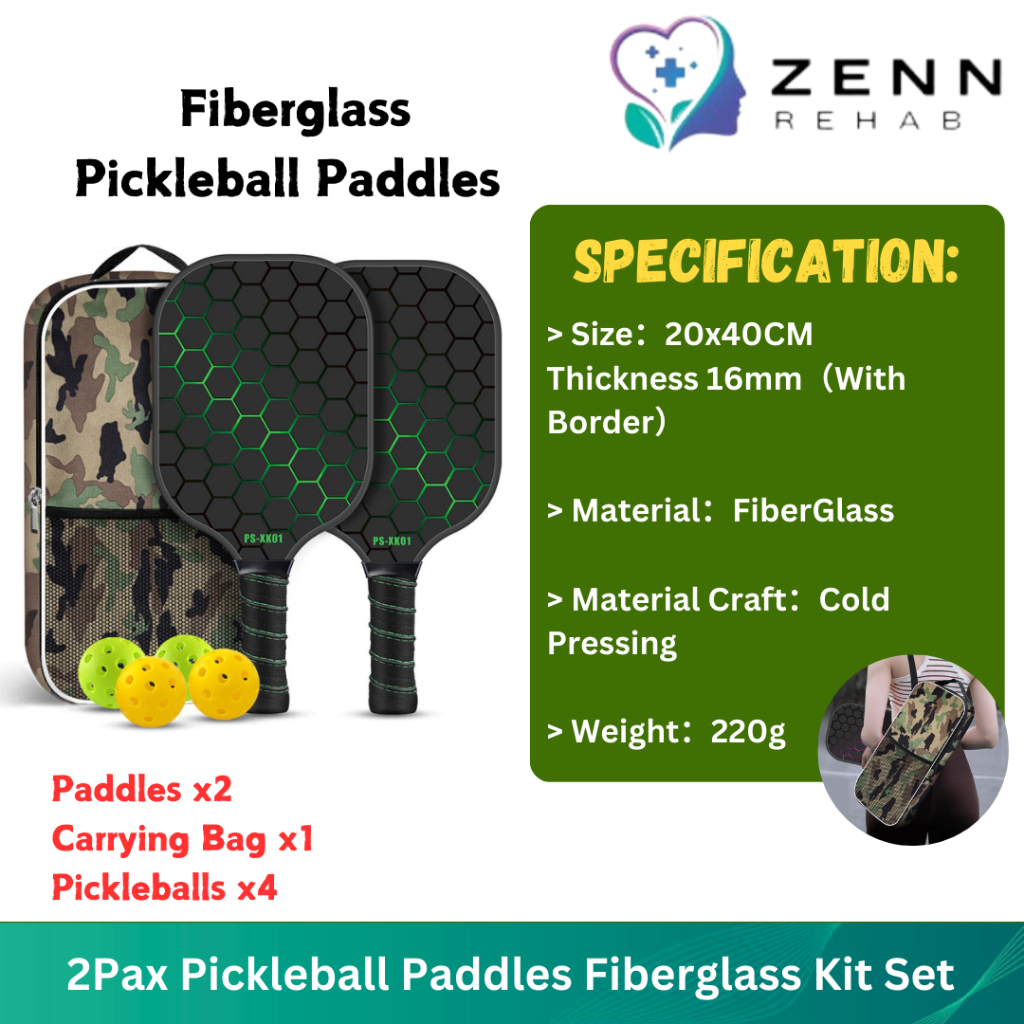 2Pax Pickleball Paddles Fiberglass Kit Set with Carrying Bag ...
