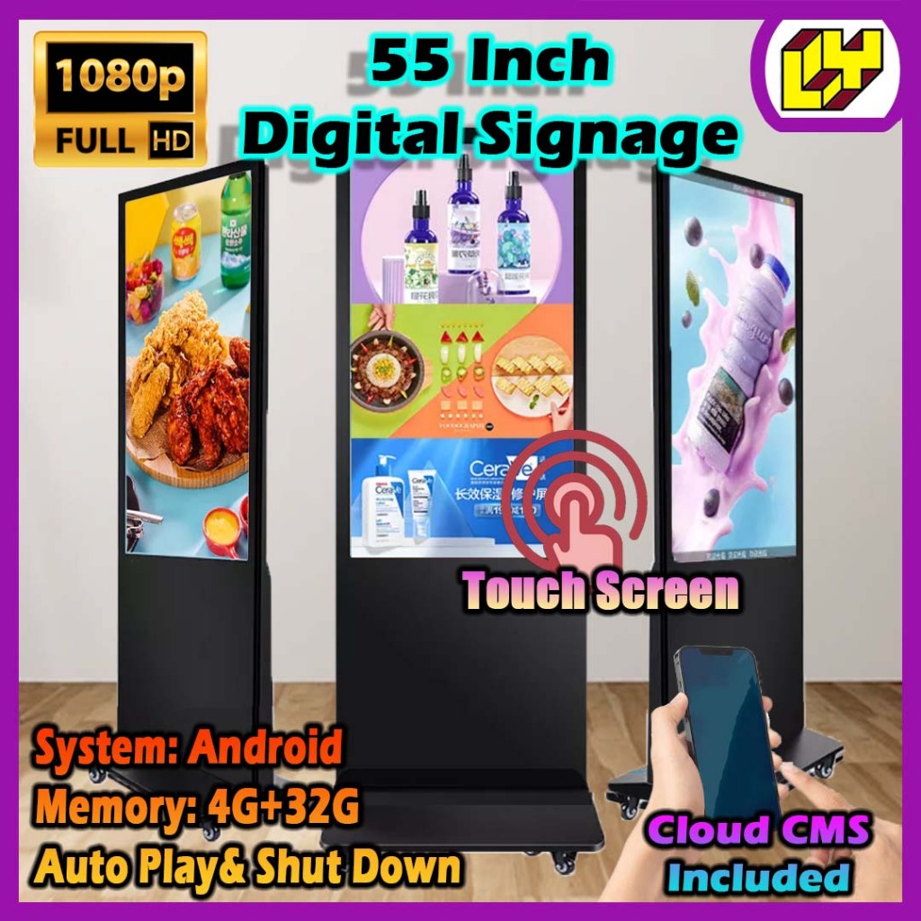 55 Inch Digital Signage Floor Standee Advertising LCD Display Kiosk ...