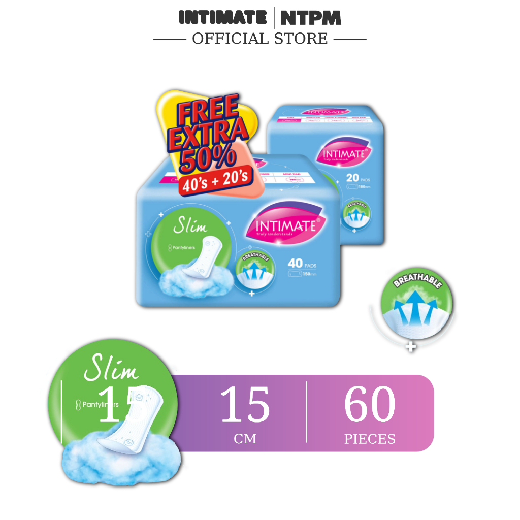 Intimate Slim Pantyliners 150mm (40's + 20's) | Shopee Malaysia