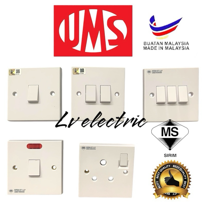 UMS Switches 1Gang / 2Gang / 3Gang / 15A switch socket / 20A Water ...
