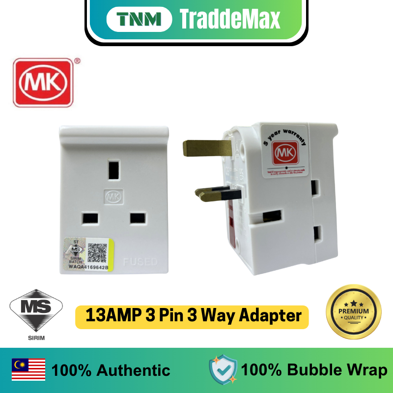 🔥[100% SIRIM] MK 692 Plug Adaptor 13A 3 Way 3 PIN Socket Outlet Fused ...
