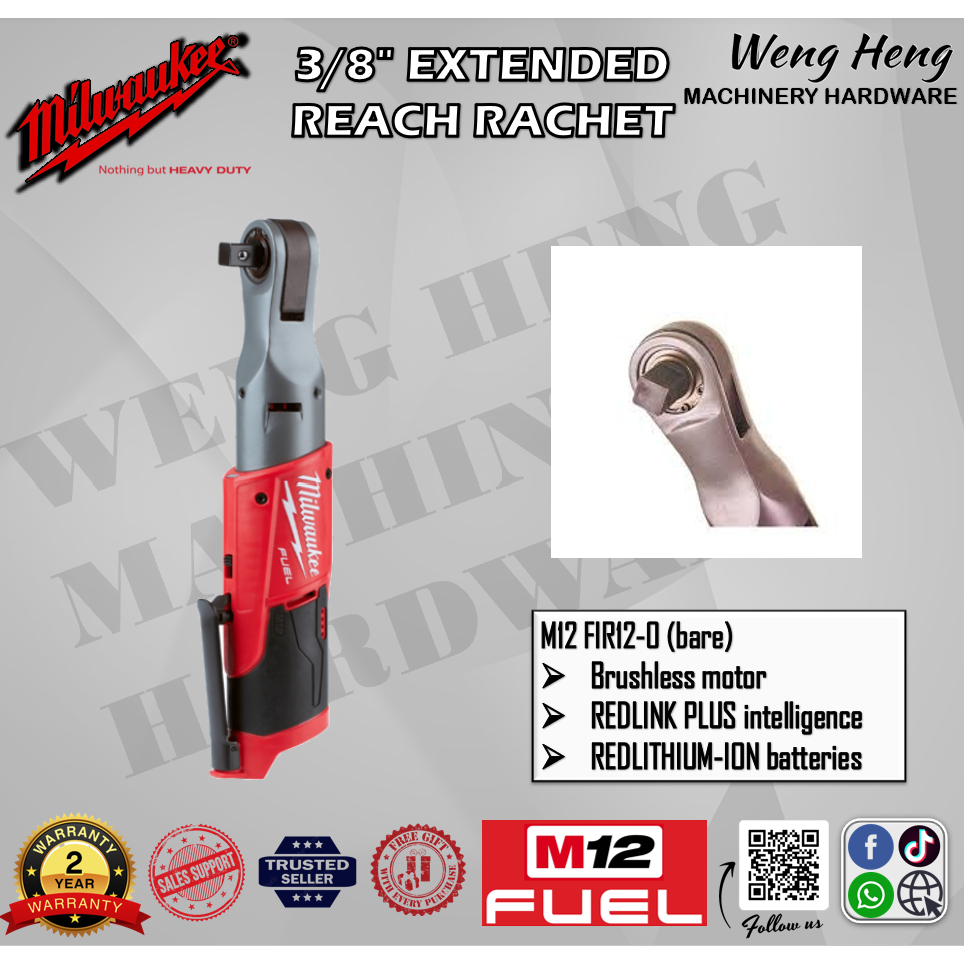 MILWAUKEE M12 FUEL 1/2” COMPACT IMPACT RACHET KIT (M12 FIR12-0 / M12 ...