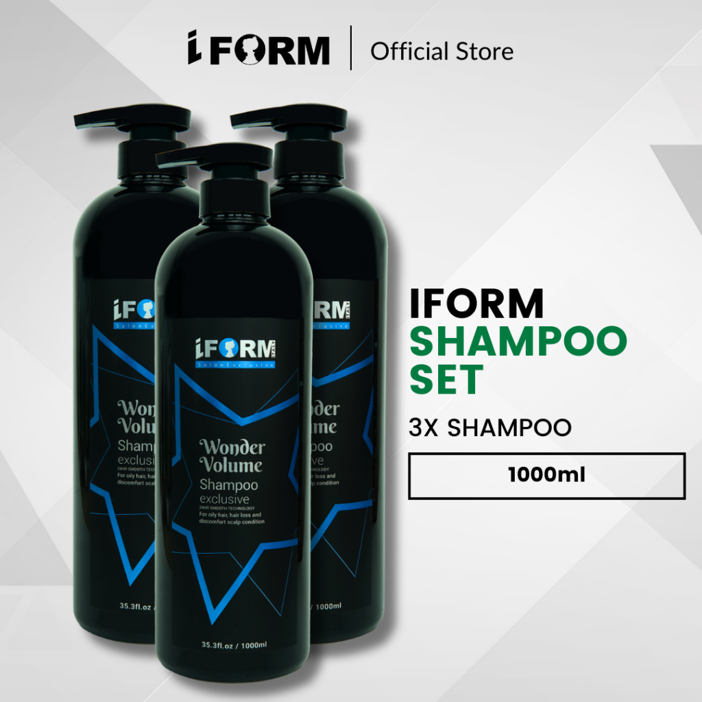 IFORM Hair Shampoo (Bundle of 3) (1000ml) Wonder Volume / Moisture Cure ...