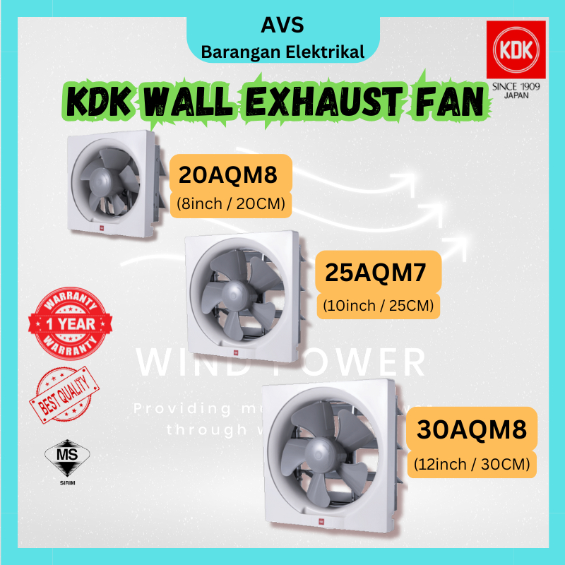 KDK 8" 10" 12" WALL EXHAUST FAN KITCHEN VENTILATION FAN PORTABLE ...