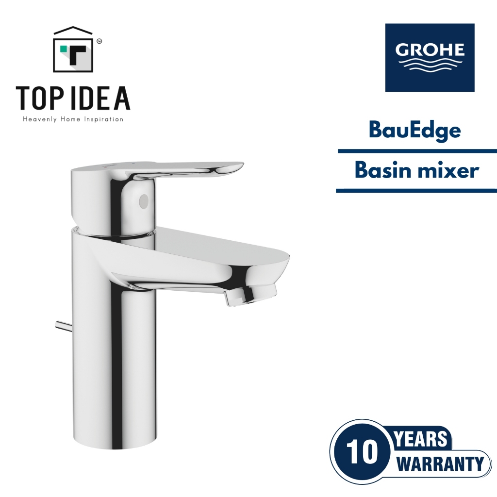 GROHE BauEdge Single Lever Basin Mixer S-SIZE | Complete with Pop-up ...