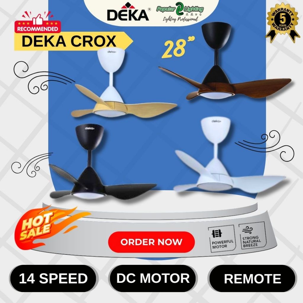 🔥NEW2024🔥 DEKA+ CROX LED 28'' 3 Blades 14 Speeds +TURBO Mode Remote ...