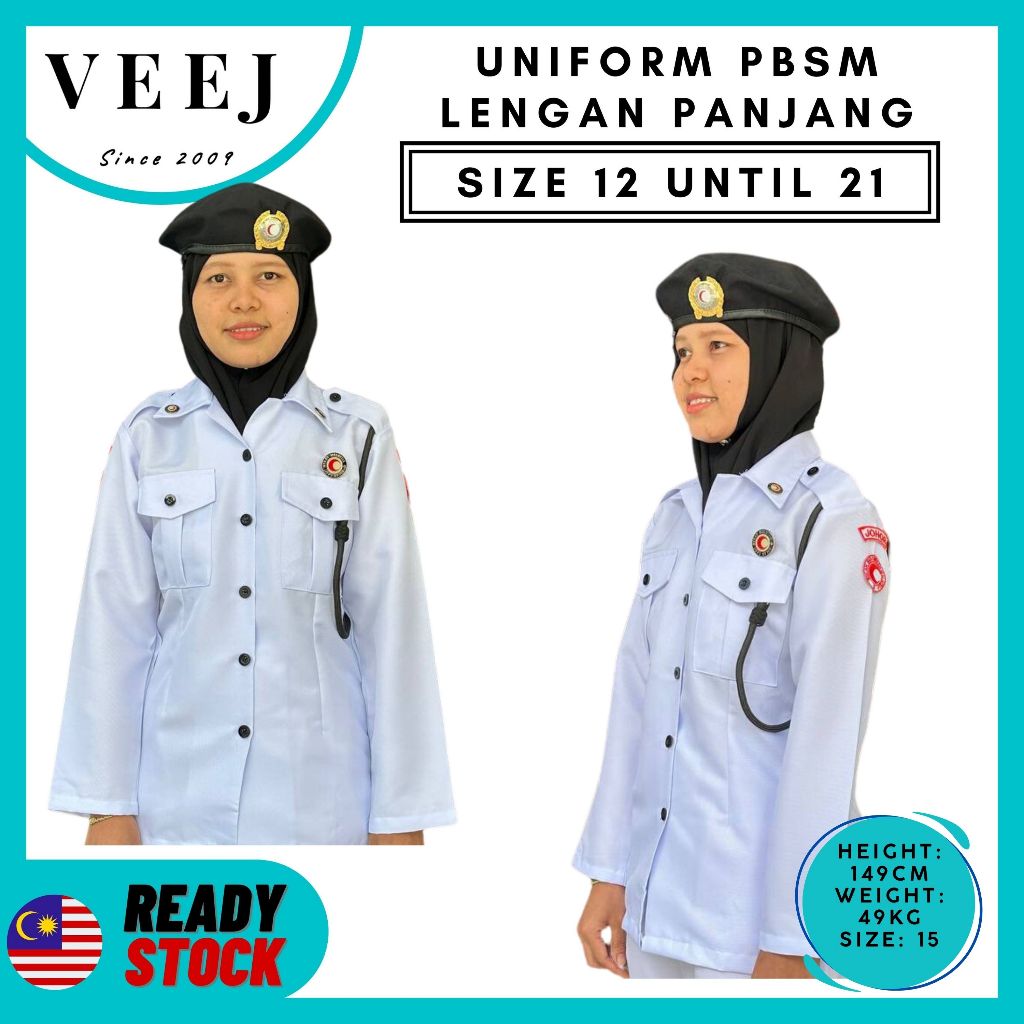KEMEJA PBSM PUTIH LENGAN PANJANG I BAJU UNIFORM PERSATUAN BULAN SABIT ...