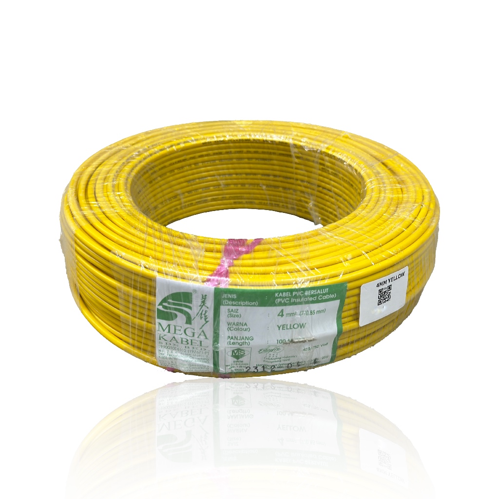 MEGA KABEL 4MM PVC Insulated Cable [1 Roll = 100 Meter] SIRIM + 100% ...