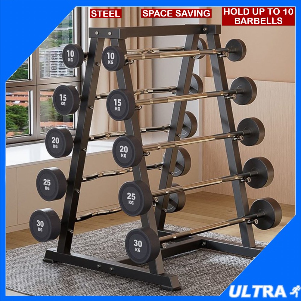 10 Tier Vertical Barbell Rack Fixed Barbells Storage Holder ...