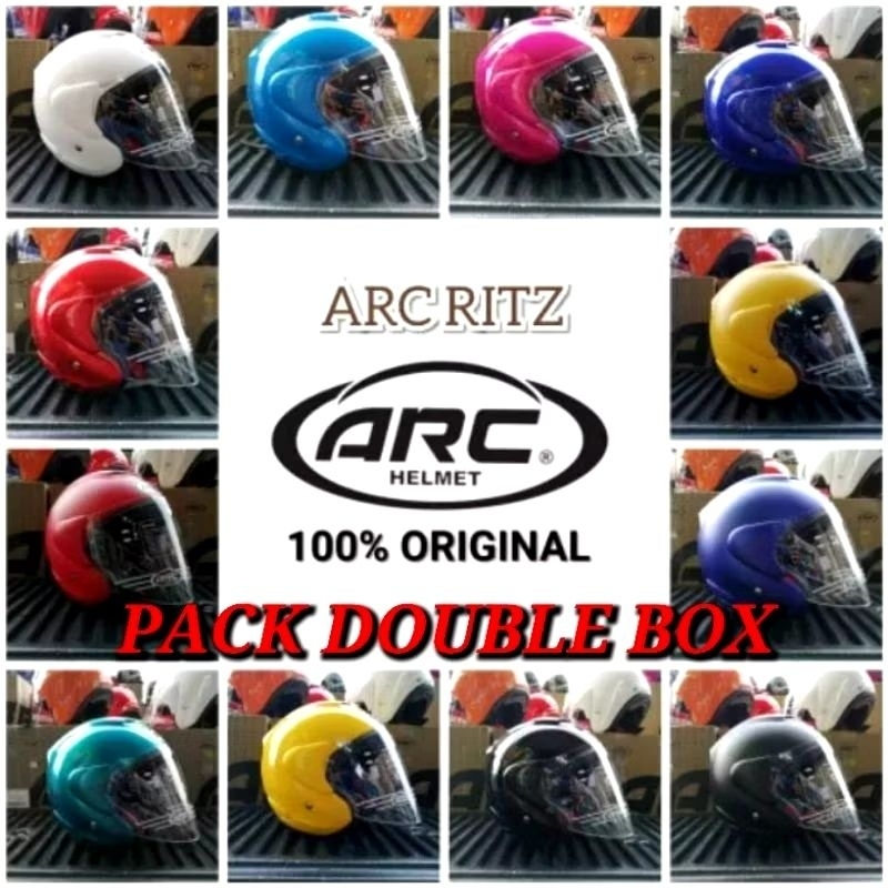 HELMET ARC RITZ OPEN FACE SINGLE VISOR RED MAROON BLUE MALIBU NAVY MATT ...