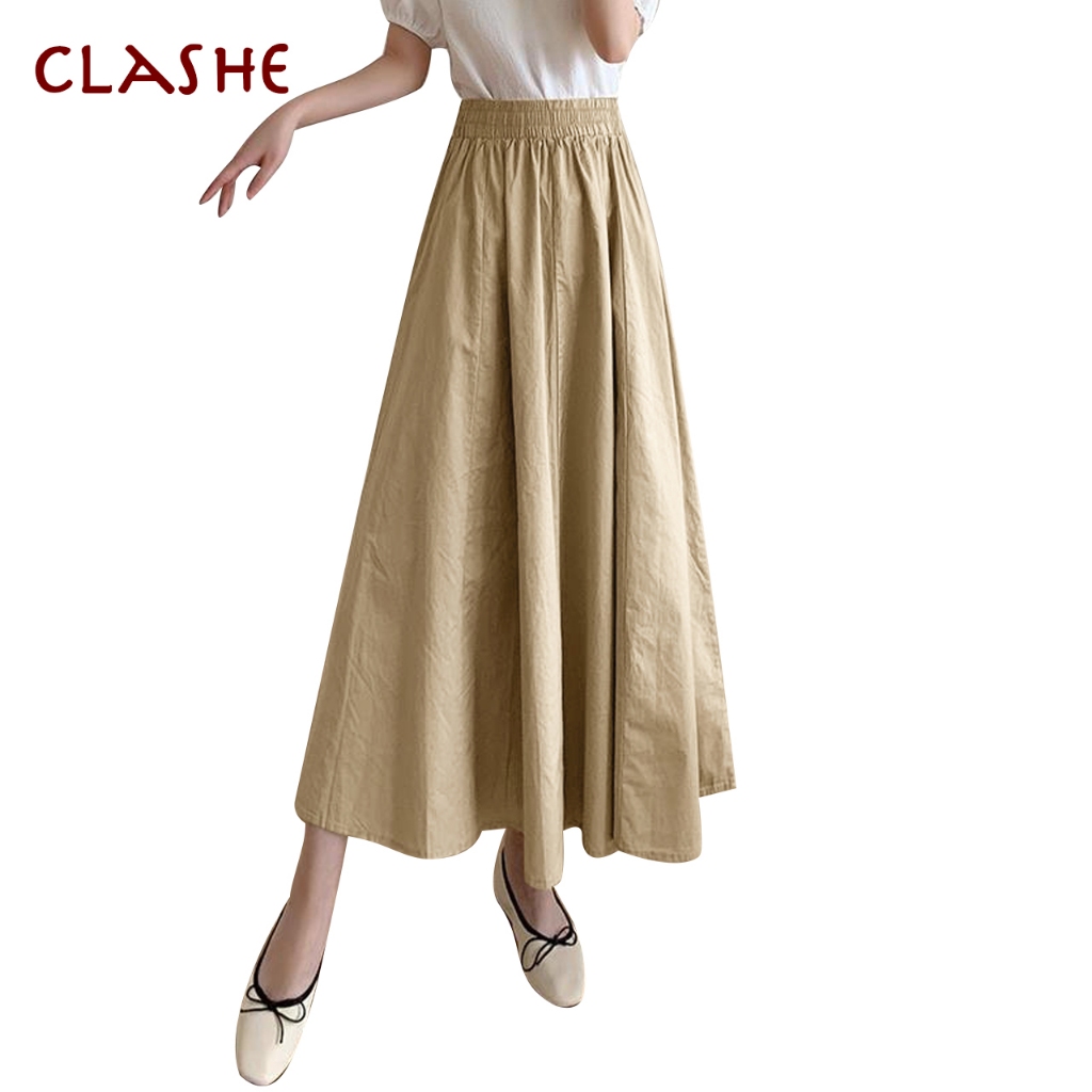 Clashe Ruffled Casual Skirt Long To Ankle Girls Plus Size M-6XL Smooth ...