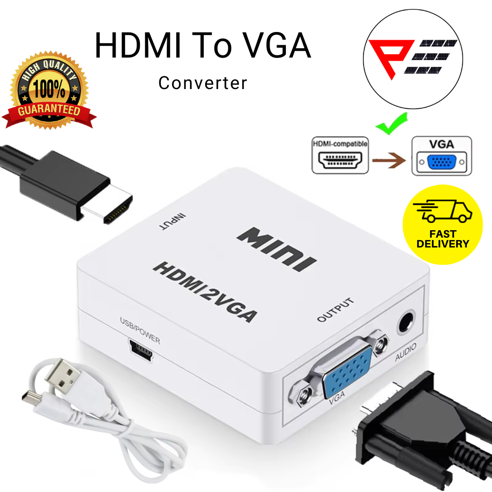 Mini Portable HDMI to VGA Converter HDMI2VGA Video Box Audio Adapter ...