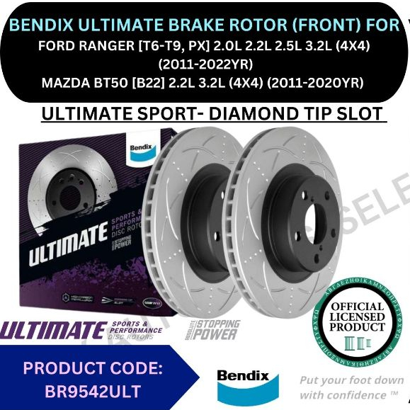 BENDIX ULTIMATE DISC BRAKE ROTOR (FRONT) FOR FORD RANGER [T6, T8, T9 ...