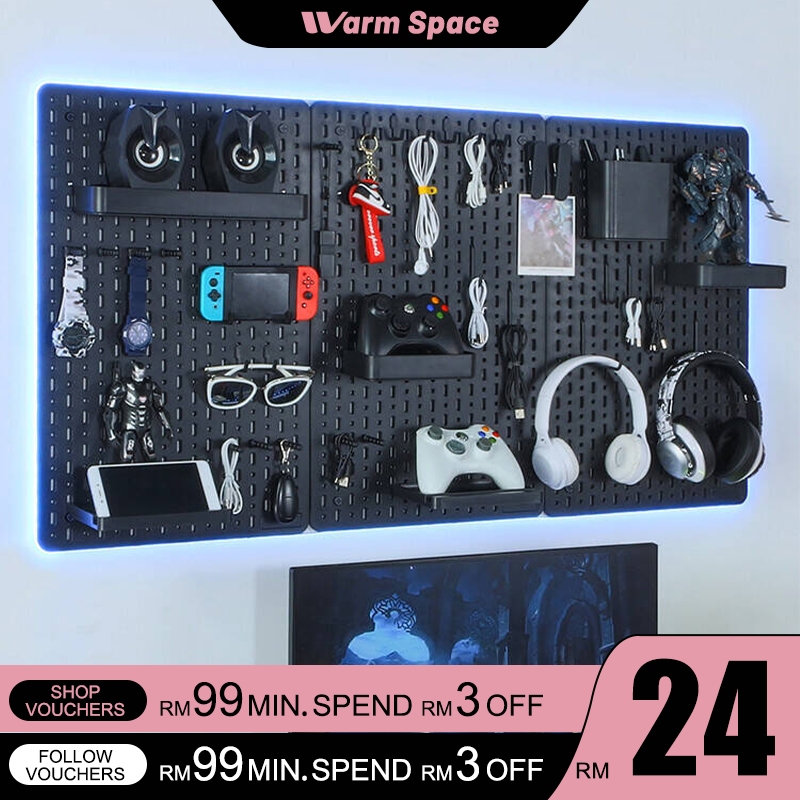 Pegboard Rack Gaming Table Organizer DIY Shelf Wall Mounted Rack Board ...