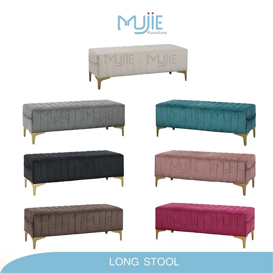 MUJiE Soft Velvet Bench Chair / Stools with Side Storage | Shopee Malaysia