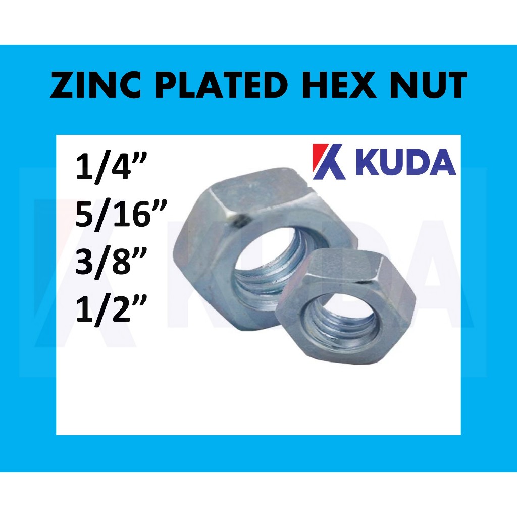 Zinc / GI Hex Nut Carbon Steel Grade 8.8 | Zinc Plating | 1/4" ~ 1/2 ...