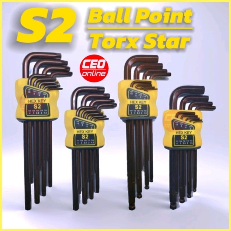 CEO 🇲🇾 9Pcs Ball Point Allen Key S2 CRV Wrench Tools Sleeve Key Spanner ...