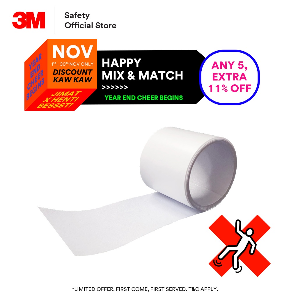 3M™ 220 Safety-Walk Clear Anti Slip Floor Tape (2” x 1m)/ Slip ...