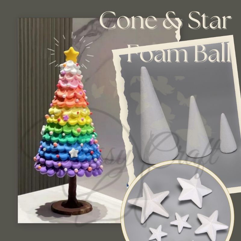 Cone & Star Shape White Poly Foam For DIY Project Even Decorations ...