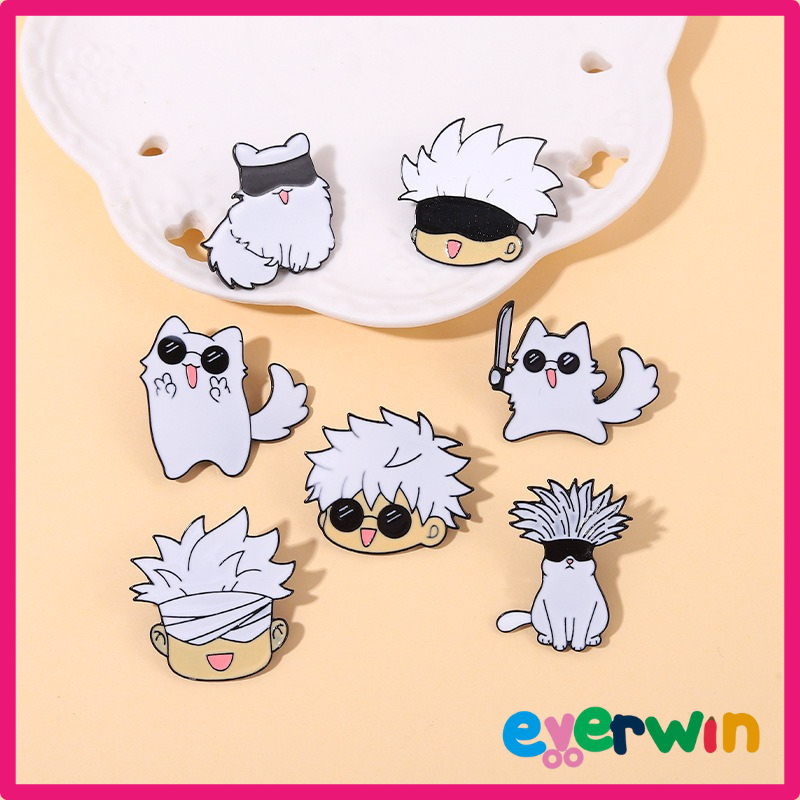 【EWW】Anime Cartoon White Cat Enamel Pin Gojo Satoru Brooch Badges ...