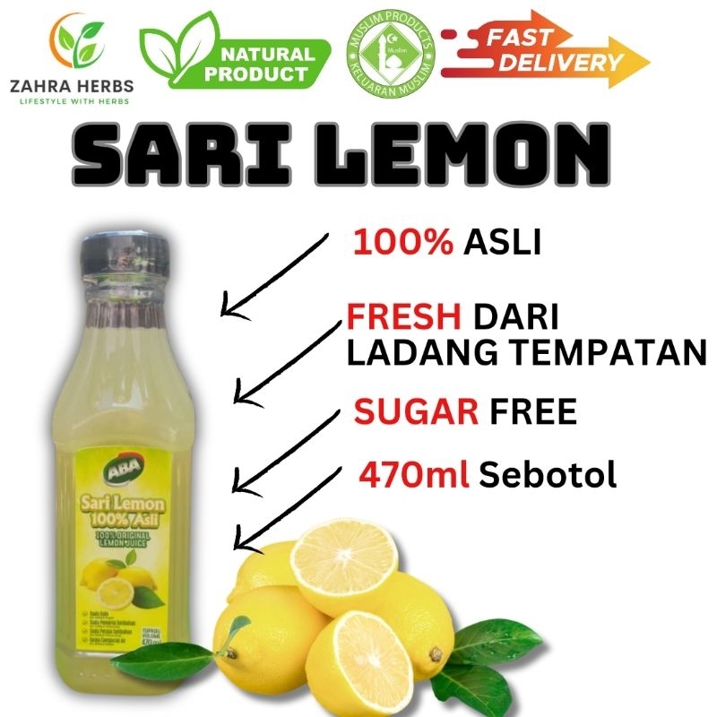 Sari Lemon | Organic PURE Lemon | Minuman Diet Sehat 470ml Lemon Fresh ...