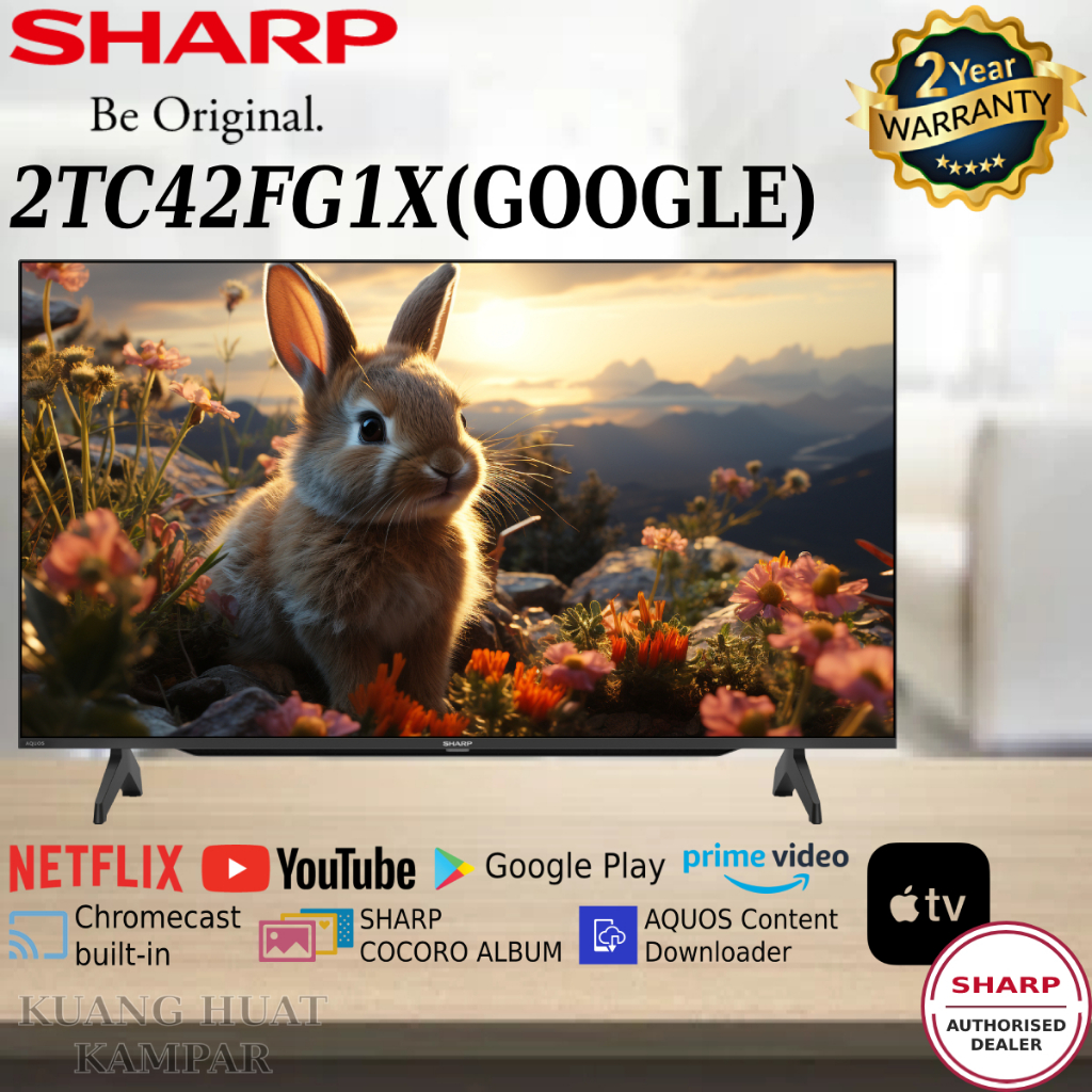 SHARP 42 INCH GOOGLE TV 2TC42EG1X // 2TC42FG1X [NEW MODEL] // 42' FULL HD ANDROID TV 2TC42EG2X ...