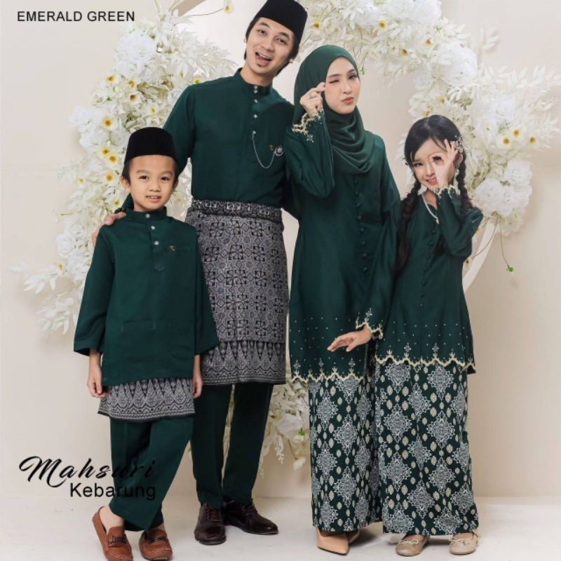 KEBARUNG MAHSURI EMERALD GREEN/BAJU RAYA SET FAMILY by AIZARA | Shopee ...
