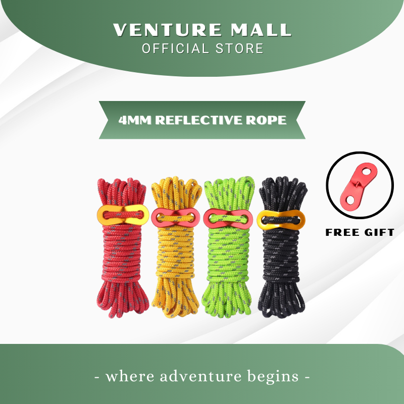 4mm Reflective Camping Rope Hiking Flysheet Rope Set Tali Khemah ...
