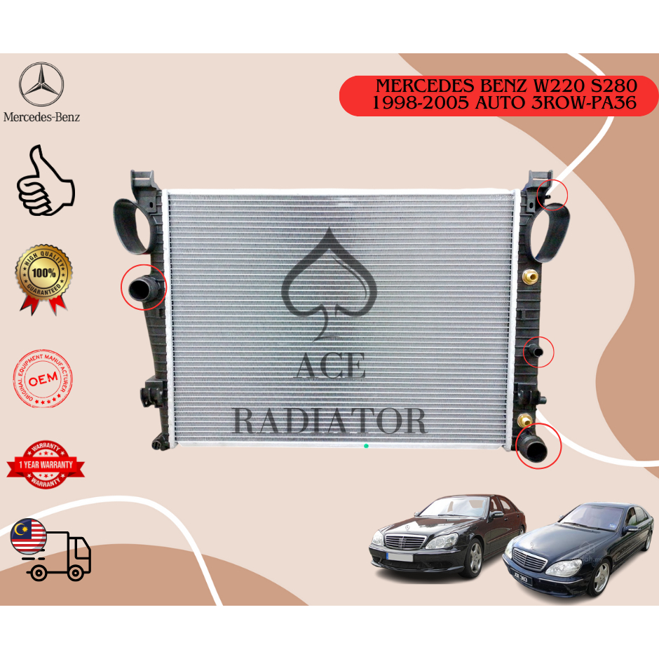 MERCEDES BENZ W220 S280 1998-2005 S-CLASS OEM RADIATOR ASSY 3ROW-PA36 ...