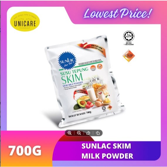SUNLAC SKIM MILK POWDER 700G (Low Fat Milk Powder) | Shopee Malaysia