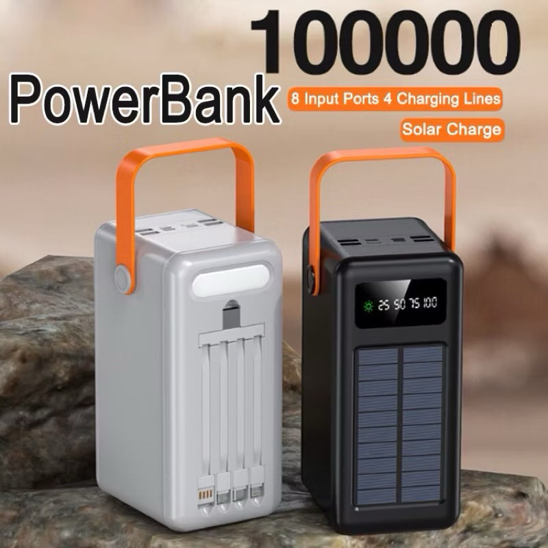 100000mAh Solar Power Bank Super Fast Charge Powerbank USB Type C ...
