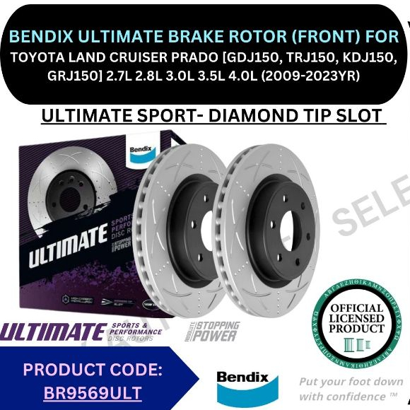 BENDIX ULTIMATE DISC BRAKE ROTOR (FRONT) FOR TOYOTA LAND CRUISER PRADO ...