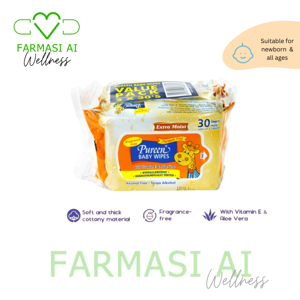 Pureen Baby Wipes Value Pack (Fragrance Free) 2x30s (Exp Date: 04/2026 ...