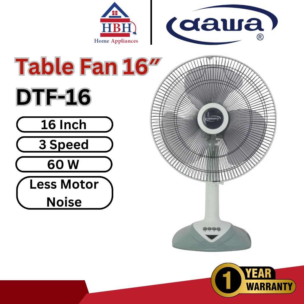 Dawa | DAWA 16" TABLE FAN | DTF-16 | 16 Inches | Smooth Air Flow | Less ...