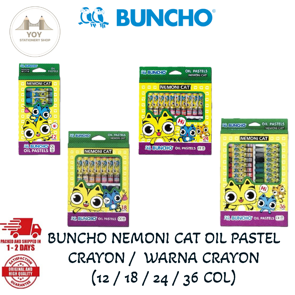 BUNCHO NEMONI CAT OIL PASTEL CRAYON / WARNA CRAYON (12 / 18 / 24 / 36 ...