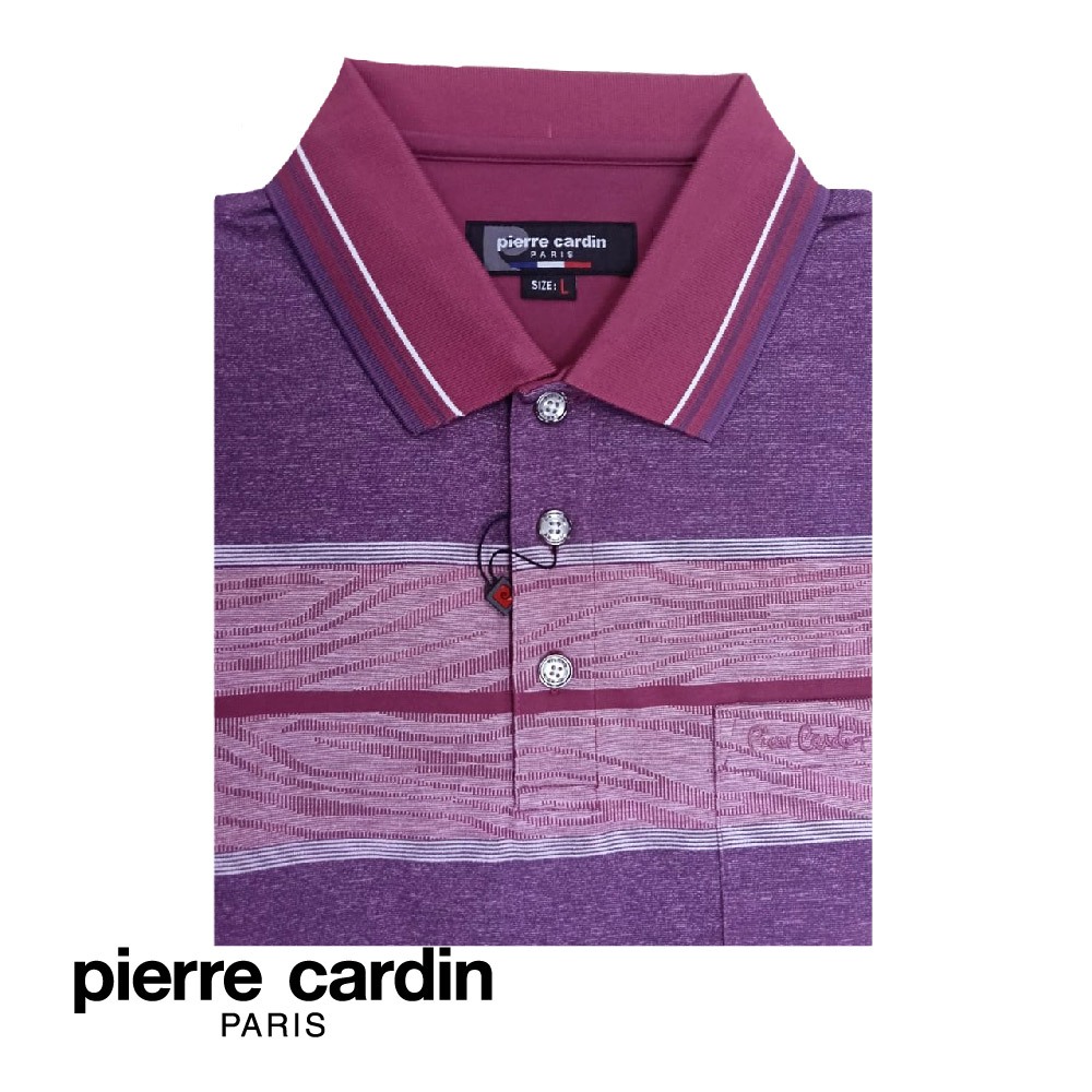 Pierre Cardin Mens Short Sleeve Yarn Dyed Jacquard Polo Tee With Pocket ...