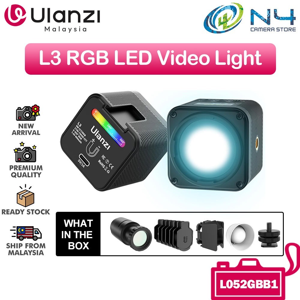 Ulanzi L3 RGB LED Video Light L052GBB1 2700K-7000K Mini Cube COB Light For Smartphone, Camera ...