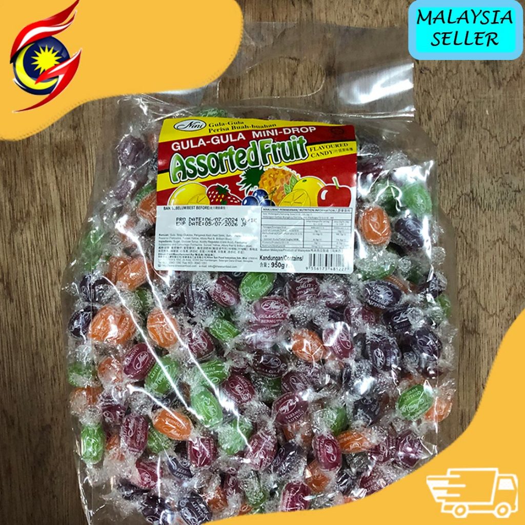 MINI GULA-GULA MINI-DROP ASSORTEDFRUIT FLAVOURED CANDY 950G 350PCS ...