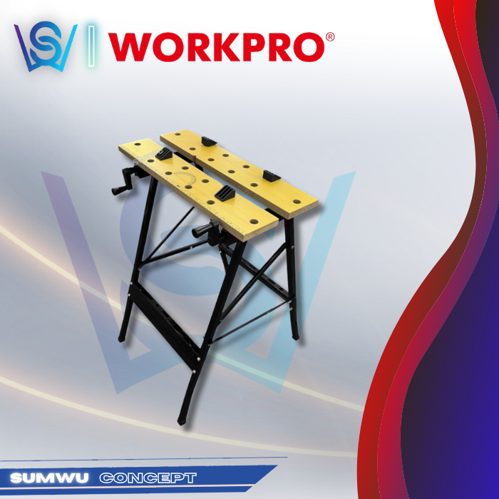 WORKPRO 70KG Folding Portable Work Bench WP289026 Working Station Table ...