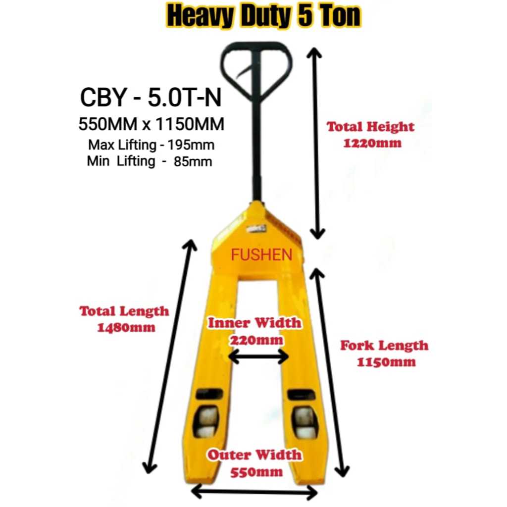 𝐅𝐑𝐄𝐄 𝐃𝐄𝐋𝐈𝐕𝐄𝐑𝐘 Heavy Duty Hand Pallet Truck 5TON(550MM X 1150MM ...