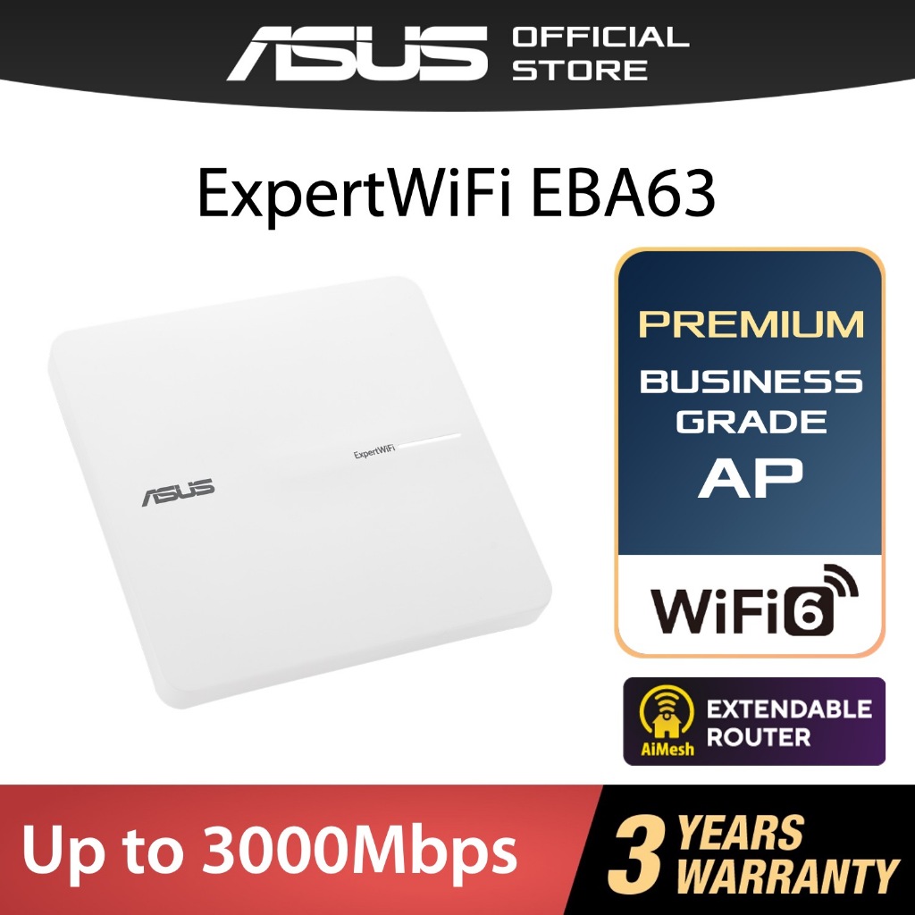 ASUS ExpertWiFi EBA63 PoE Wireless Access Point AX3000 Include ...