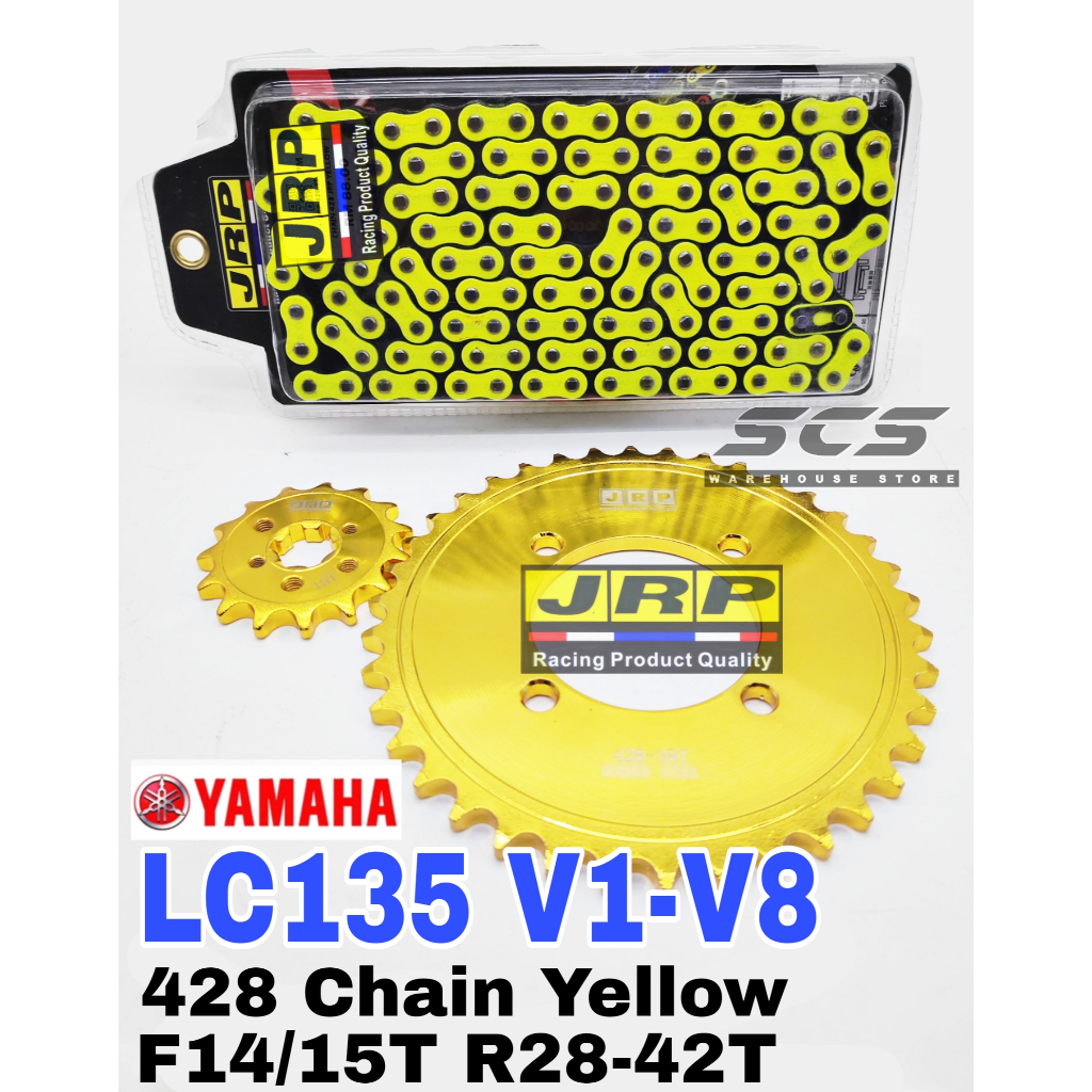 JRP Sprocket Set 415 Yamaha LC135 V1 V8 Heavy Rantai 428 YELLOW Chain ...