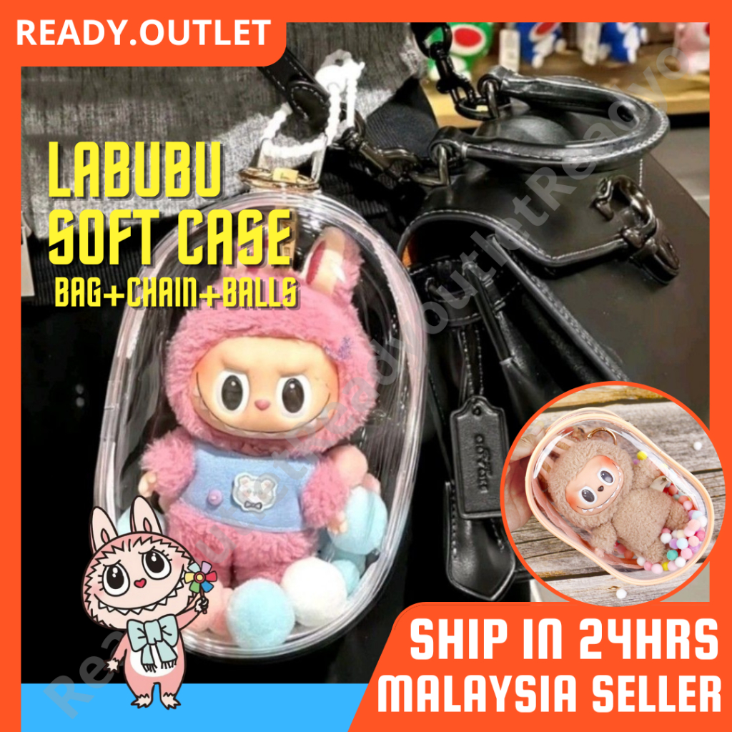 Labubu Display Protective PVC Soft Case Blind Box Plush Dolls Storage ...