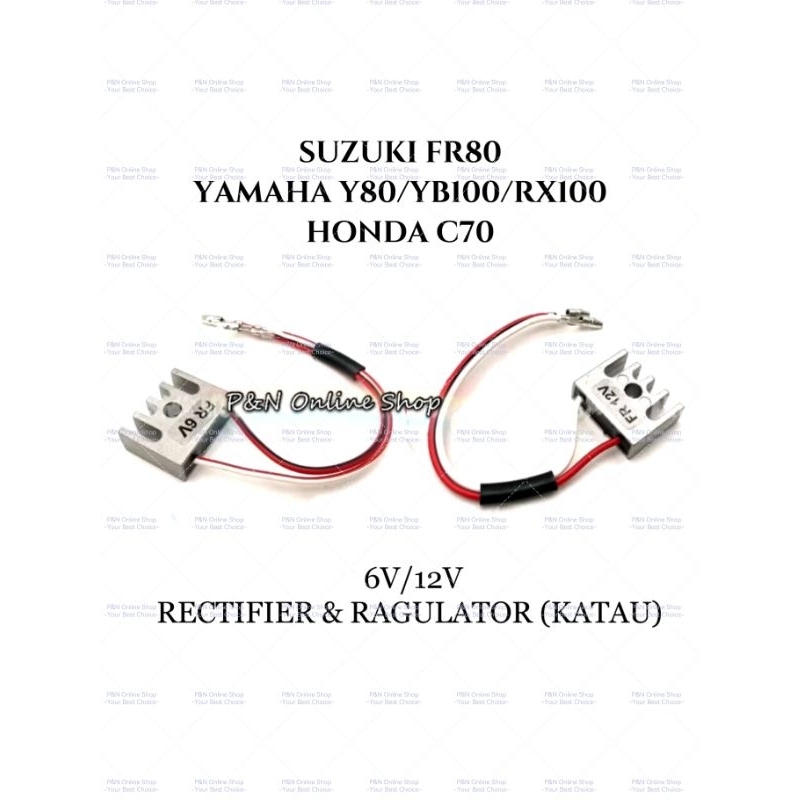 SUZUKI FR80/YAMAHA YB100/Y80/RX100/HONDA C70 6V/12V RECTIFIER ...