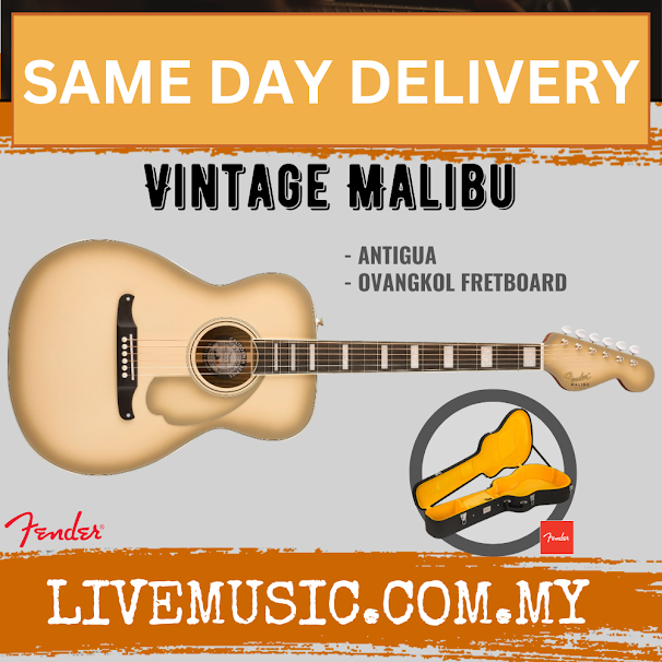 Fender Limited Edition California Vintage Malibu Acoustic Guitar w/Case ...