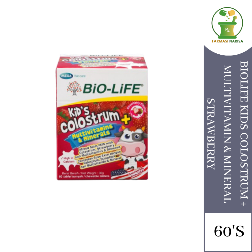 BIOLIFE KIDS COLOSTRUM + MULTIVITAMIN & MINERAL STRAWBERRY 60'S ...