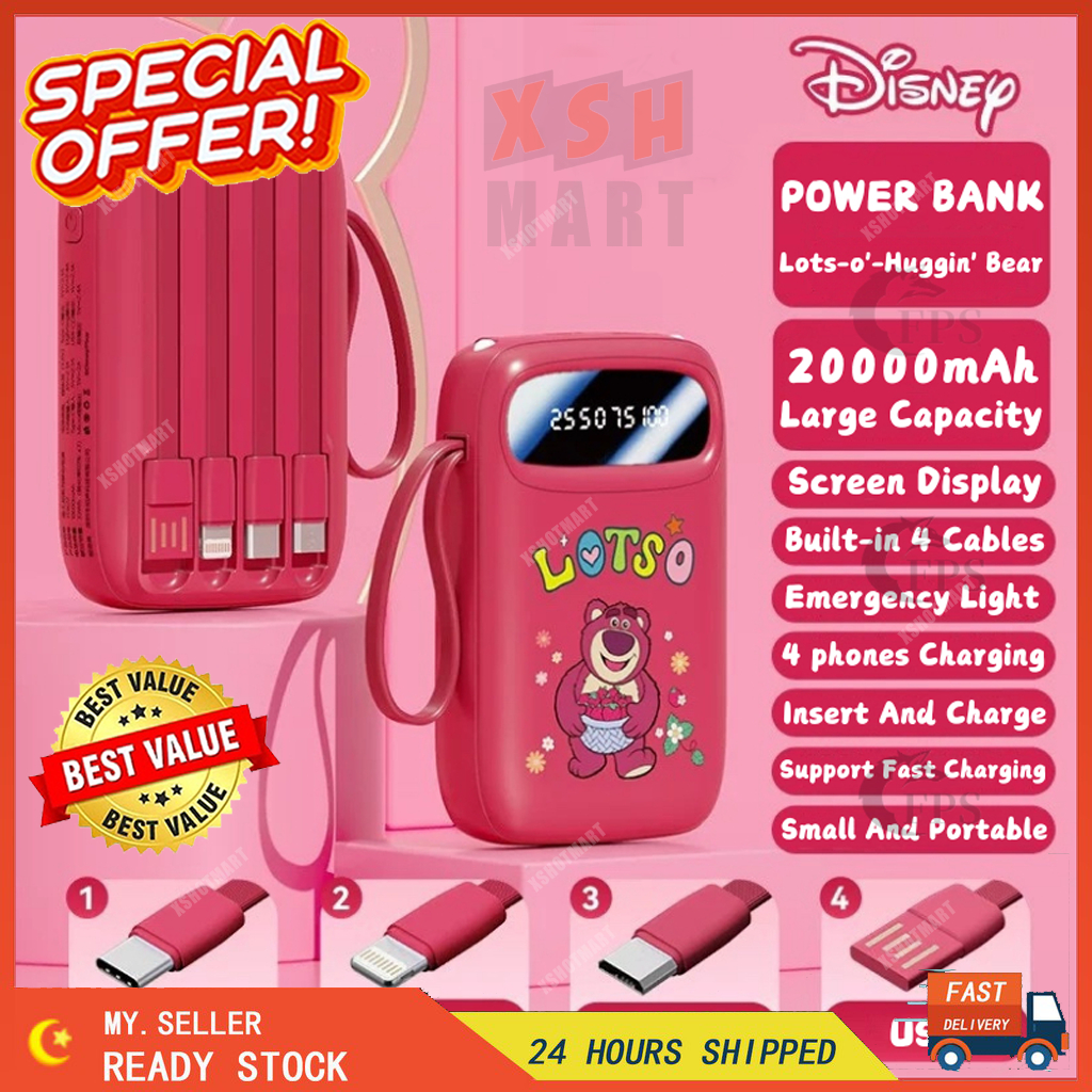 20000mAh Powerbank Disney Portable High-Capacity PowerBank Built-in 4 ...