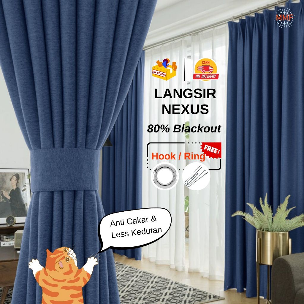 Nexus Langsir Tahan Lasa Kain Tebal 80% Blackout ReadyStock SiapJahit ...