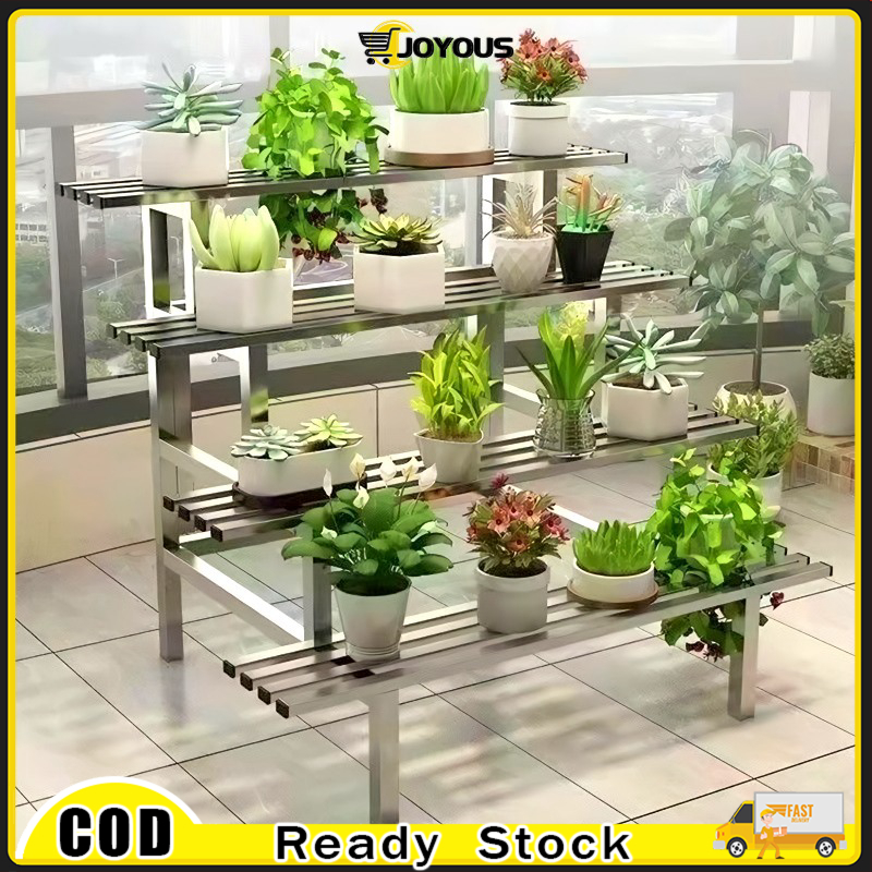 Stainless Steel Flower Rack Stand Rak Bunga Outdoor Plant Rack Rak Pasu ...